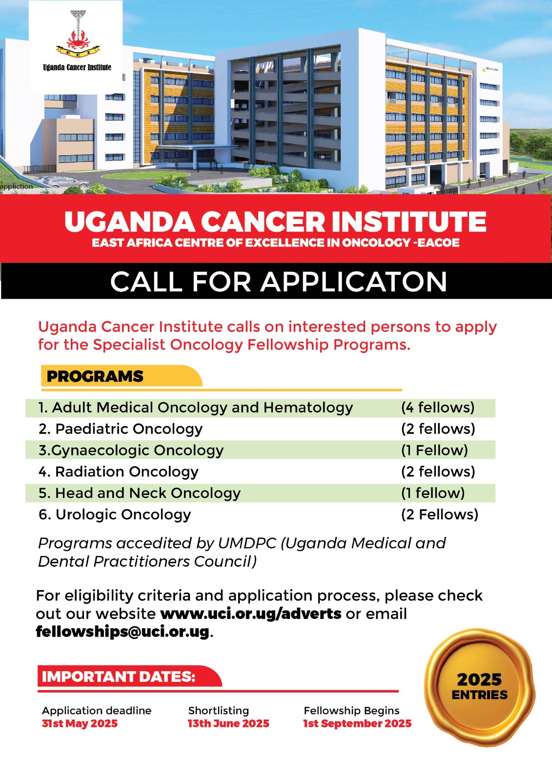 FELLOWSHIP ADVERT - Uganda Cancer Institute